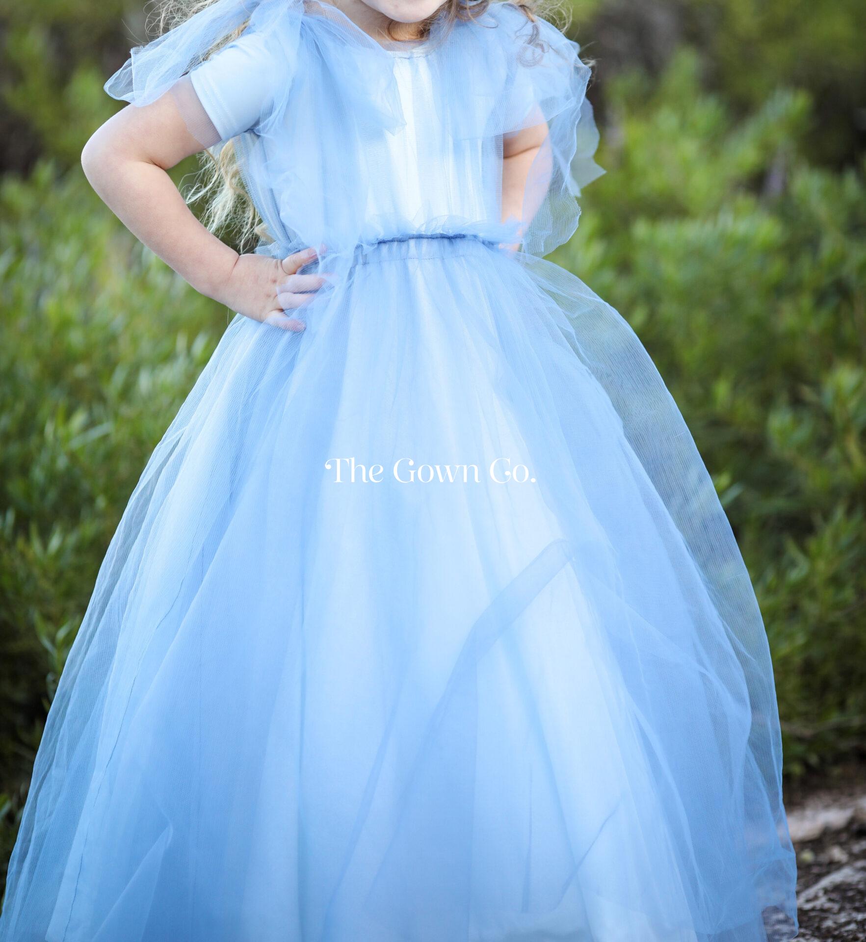 Custom Sky Blue Tulle Gown (size 4) - The Gown Co.