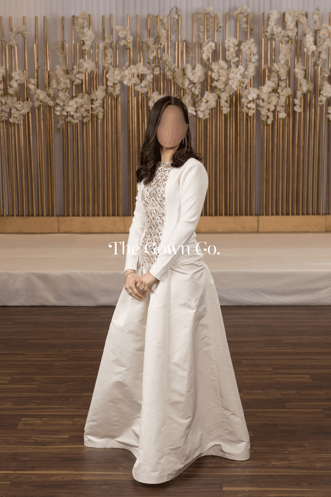 Magnificent Cream Gown with Beading Detail - The Gown Co.