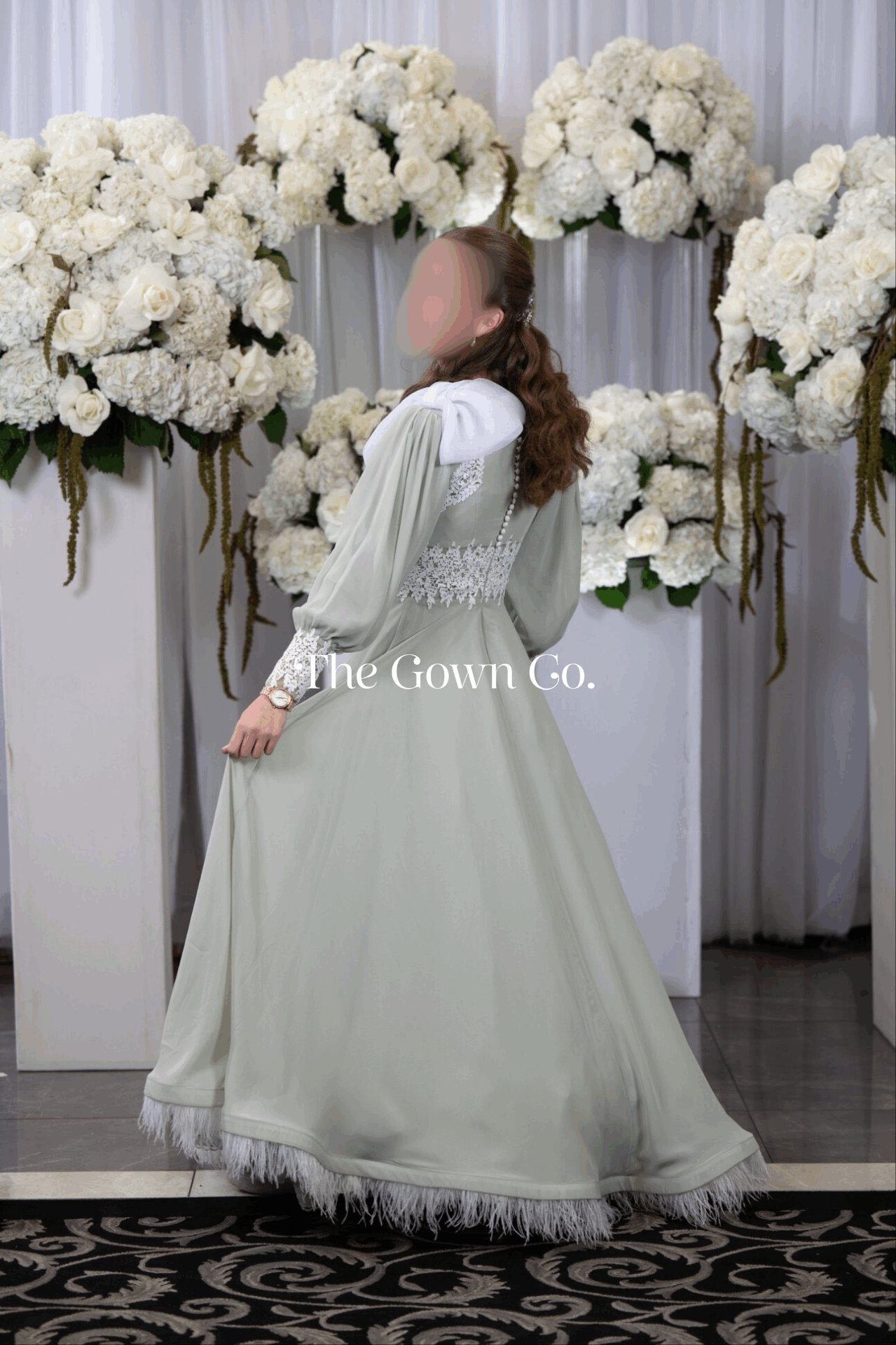 Light Green Gown with Unique Detail - The Gown Co.