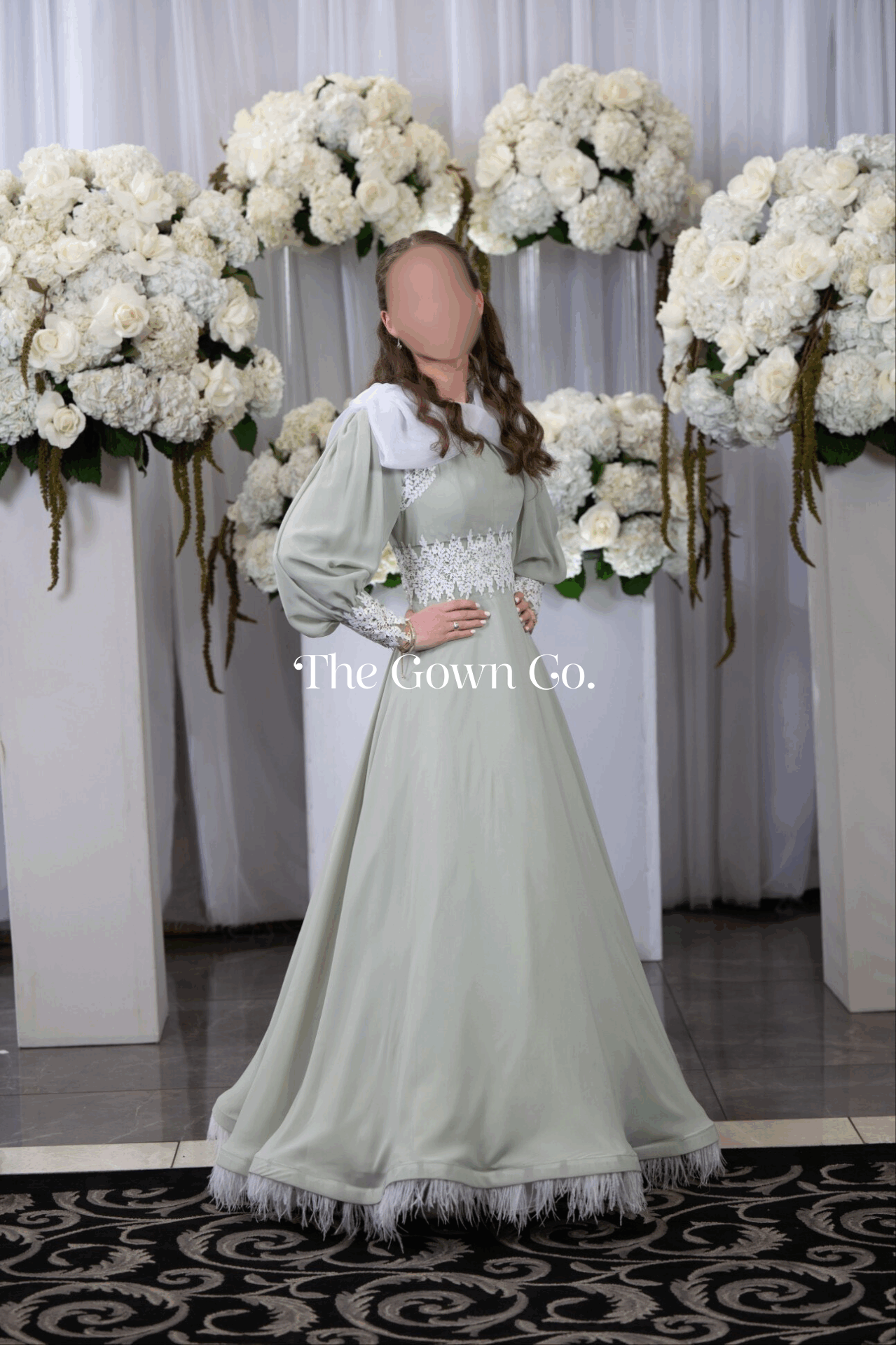 Light Green Gown with Unique Detail - The Gown Co.